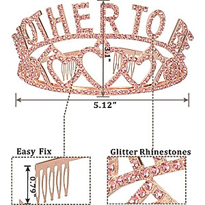 MEANT2TOBE Baby Shower Decoration for Mom to Be and Dad to Be, Premium Metal Pink Tiara + Pink & Gold Sash + Premium Metal Daddy to be Pink & White pin, Maternity for Her and Him