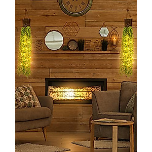 Mason Jar Sconces Wall Decor Set of 2 with LED Fairy Lights, Rustic Wall Sconces with 8 Modes Remote Control & 14 Artificial Willow Branches, Farmhouse Leaves Plants Decor for Living Room Bedroom DIY