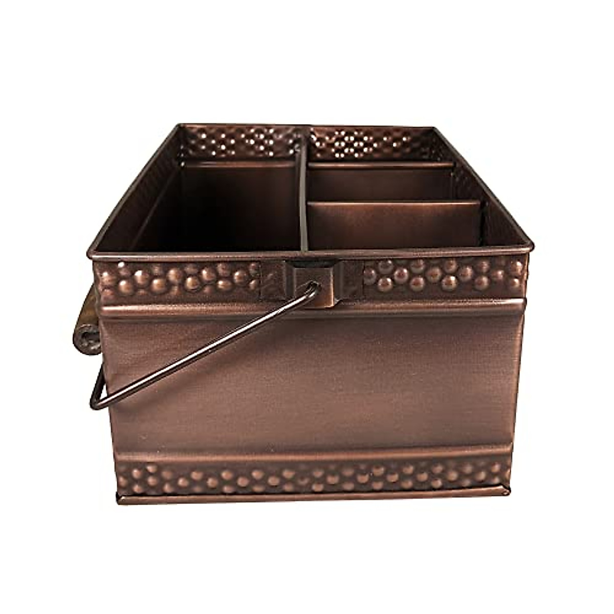 Set of 2 Copper Flatware Organize for Kitchen, Farmhouse Utensil Caddy, Durable Copper Metal Condiment Holder, Bar Accessories, For Restaurants and Homes, Napkin Holder