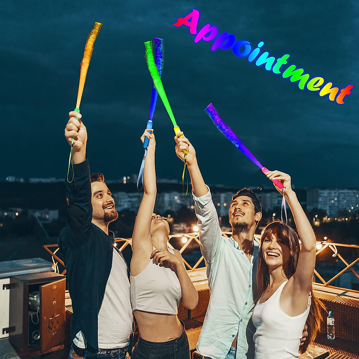 BouQuw 25 Pack Glow Sticks Mardi Gras Party Supplies ,Glow in the Dark Party Supplies,3 Models Flashing Sticks, Fiber Optic Wands Light up Sticks Fit Wedding Birthday Easter valentine's day