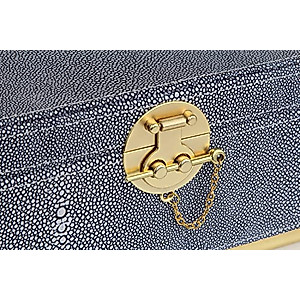 HofferRuffer Elegant Faux Leather Decorative Box, Storage Jewelry Box Organizer, Large Dresser Cosmetic Organizer Holder, Classic Jewelry Accessory Organizer, Grey Shagreen, 11x8x4.8 inches