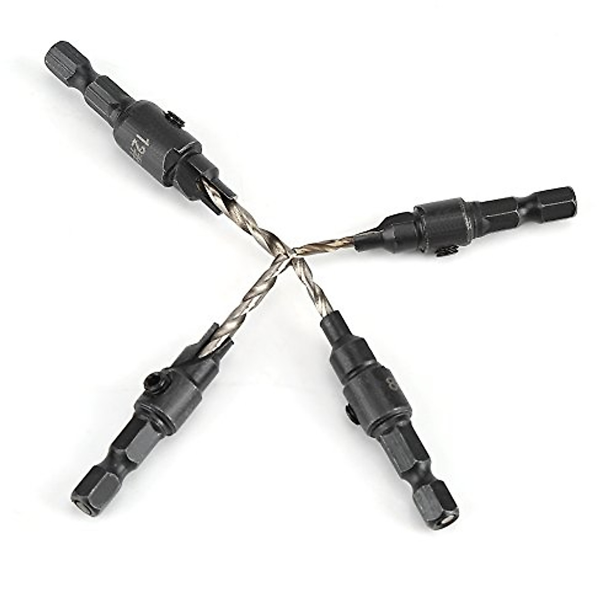 LIYJTK 1/4inch Hard Alloy Hex Shank HSS Drill Bits Fast Change #6#8#10#12 Countersink Woodworking Tool