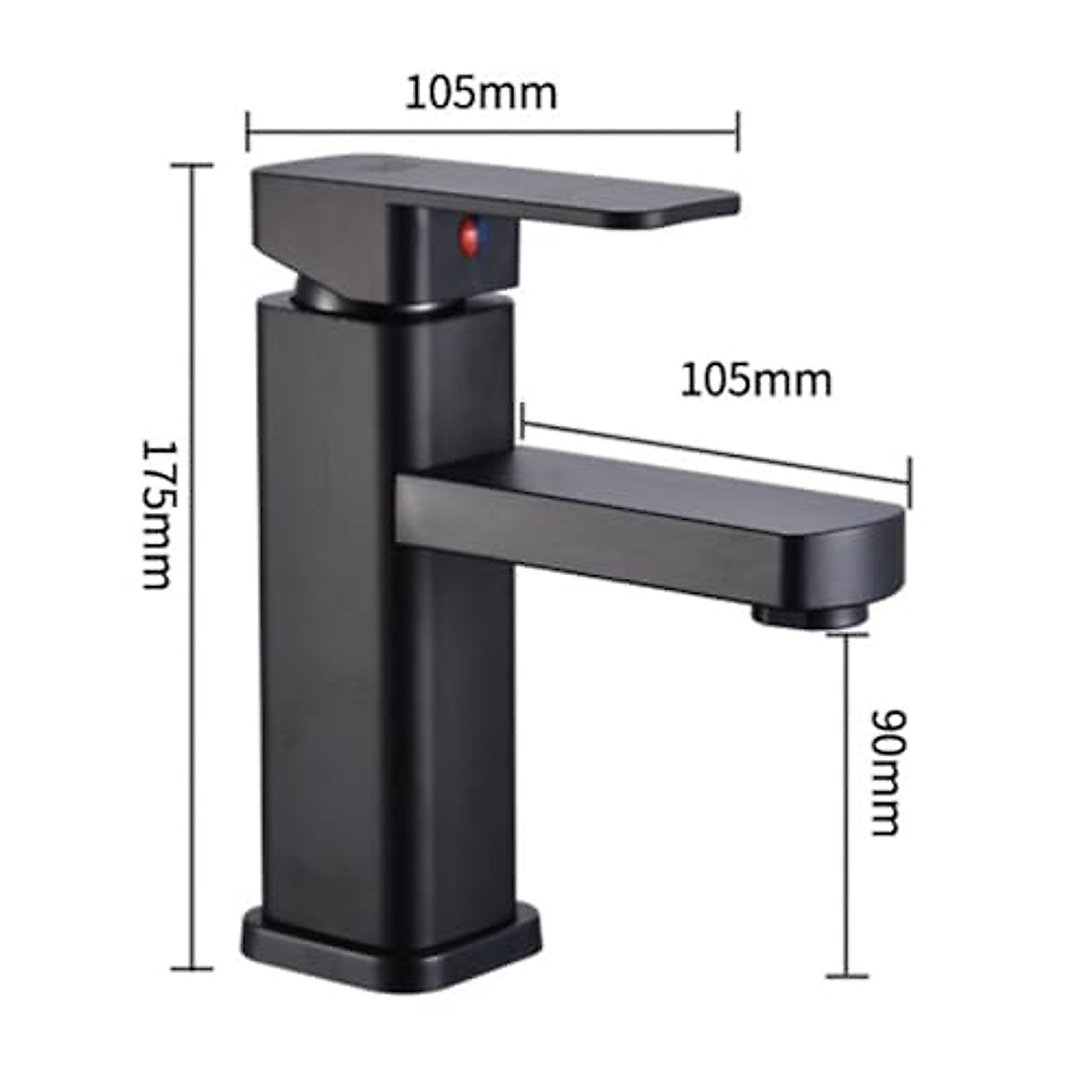 Bathroom Faucet hot and Cold Water Mixing Faucet countertop Installation Home Bathroom Basin Faucet Black Square washbasin Sink Bathtub Faucet