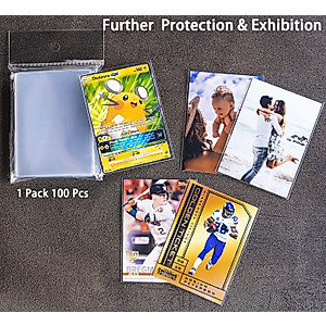 100 Pcs Ultra-Clear Card Sleeves for Standard Size Trading Cards, Soft Protective Card Sleeves for Sport Cards, Game Cards, Inner Card Protector 2.5" X 3.5" for Game Cards, Baseball Cards