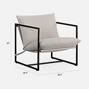 ZINUS Aidan Sling Accent Chair / Metal Framed Armchair with Shredded Foam Cushioning, Oatmeal