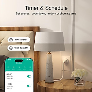 GHome Smart Smart Plug,15A Wi-Fi Plug Compatible with Alexa and Google Home, Mini Outlet Socket Remote Control with Schedule Timer Function, Only for 2.4GHz Network, No Hub Required (4 Pack)