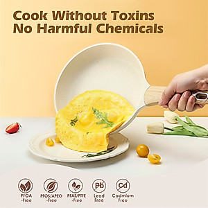 SENSARTE Nonstick Ceramic Cookware Sets, Pots and Pans Set Nonstick, 14 Pcs Induction Kitchen Cookware Sets, 100% Non-toxic Healthy Non Stick Cooking Set, PFAS PTFE PFOA PFOS Free