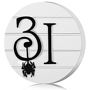 Halloween Round Wooden Sign Figure 31 Table Sign Shiplap Halloween Freestanding Block Sign Tabletop Halloween Front Door Decor for Home Outdoor Indoor Party Decoration (Black)