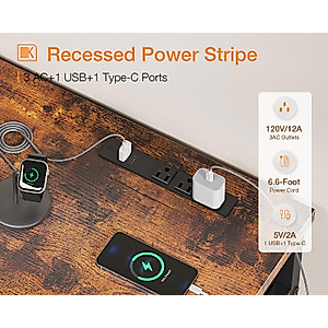 ODK Dresser with Charging Station, 52-Inch Long Dresser for Bedroom with 8 Storage Drawers, Fabric Dressers Chests of Drawers with Sturdy Steel Frame and Wooden Top, Vintage and Dark Grey