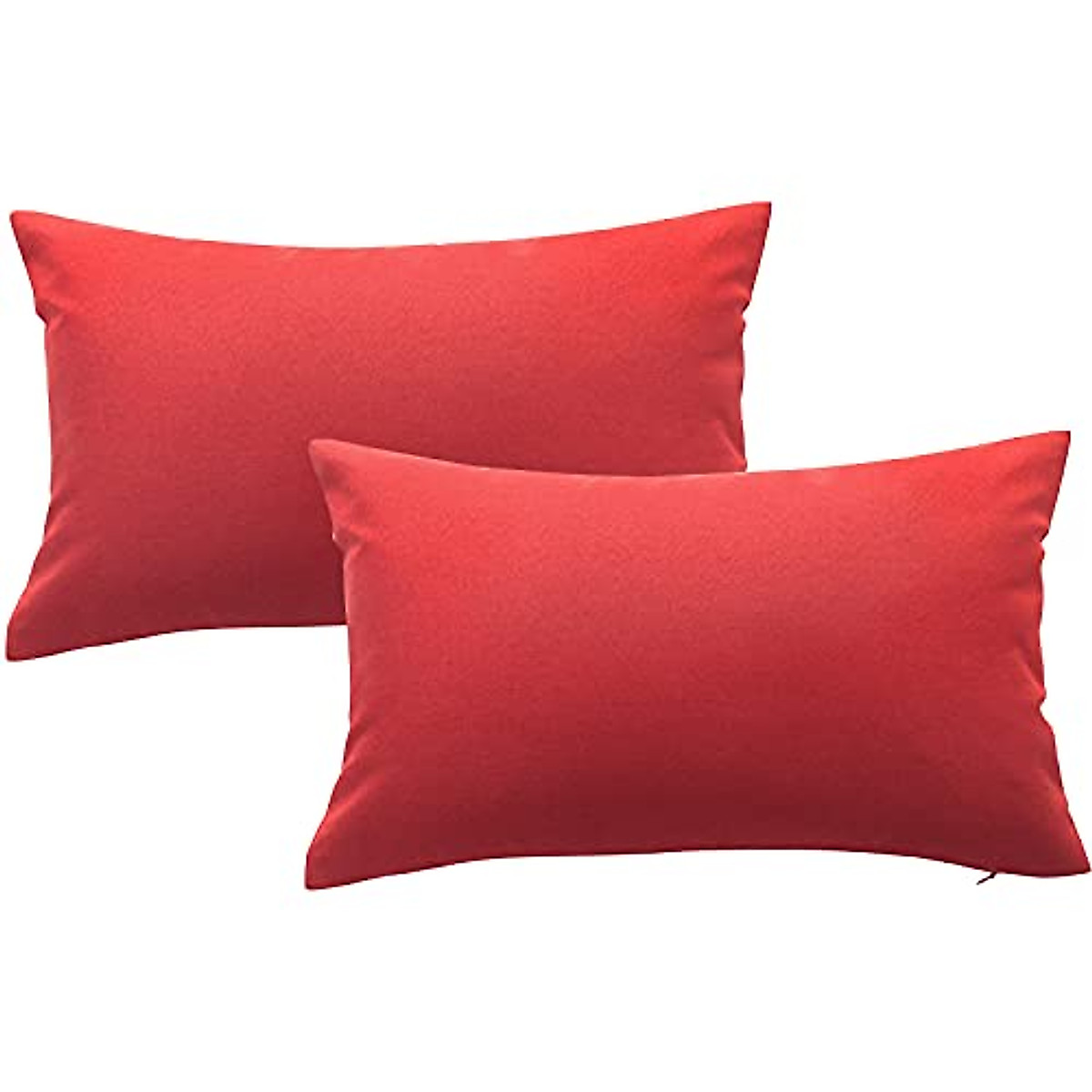 Pack of 2 Decorative Outdoor Waterproof Pillow Covers for Patio Tent Garden Balcony Farmhouse Sunbrella Outside Square Lumbar Pillow Cover Case 12*20 inch (Red)