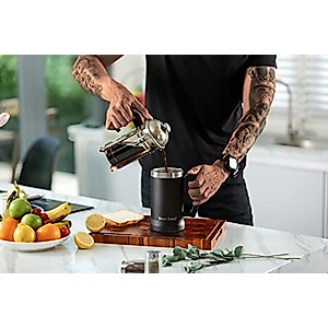 Four Leaf Beer Mug with Handle - 24 Oz Mug Vacuum Insulated, Stainless Steel - Insulated Coffee Mug, Beer Stein, Beer Cup, Travel Mug, Coffee Tumbler (Black)