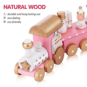 Wooden Train Small Train Christmas Toy Train Mini Train Christmas Train Four Section Train Xmas Train Toy Train for Kids Train Toy Kids Playing Train Desktop Train 4 Section Train