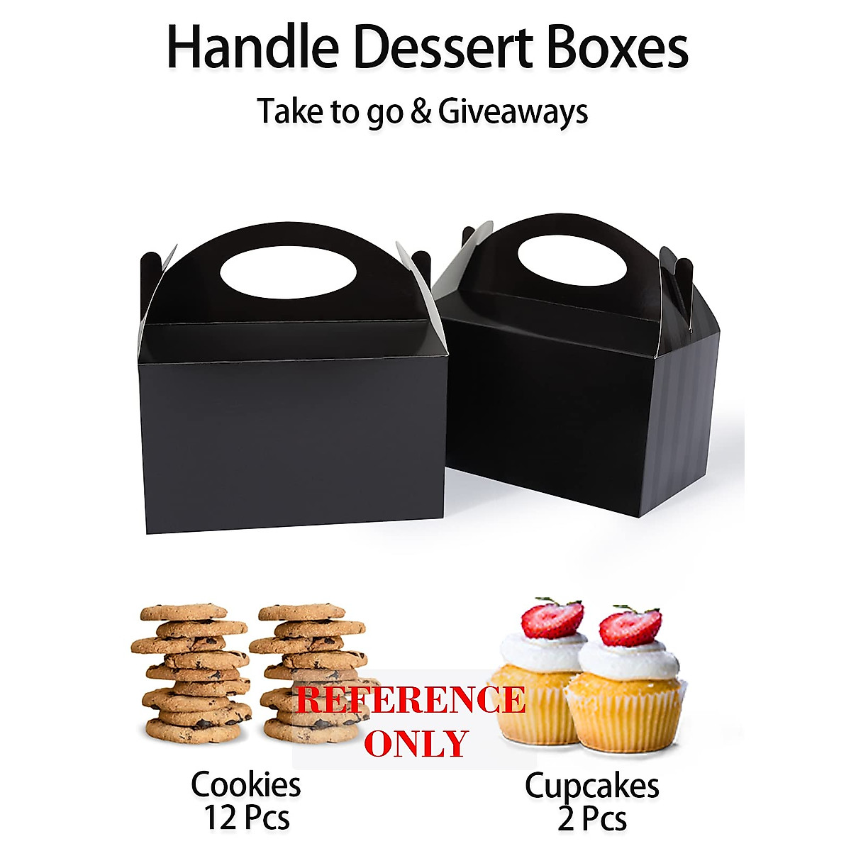 Happyhiram Black 50 CT 6 Inch Candy Boxes Party Favors Stripes Paper Cookie Gift Bags with Handles Gable Boxes Goodie Snack Bags for Graduation Birthday Party