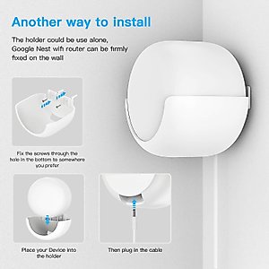 HOLACA Outlet Wall Mount Hanger for Google Nest WiFi Router(2nd Generation), Space Saving Holder, Easy Moved, Cord Management for Google Nest WiFi Router Without Messy Wires and Screws (2 Pack)