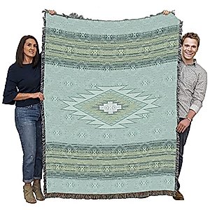 Pure Country Weavers Twin Rivers Blanket - Southwest Native American Inspired - Gift Tapestry Throw Woven from Cotton - Made in The USA (72x54)