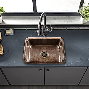 Monarch Abode 17098 Pure Copper Hand Hammered Milan Single Bowl Kitchen Sink (21 inches)