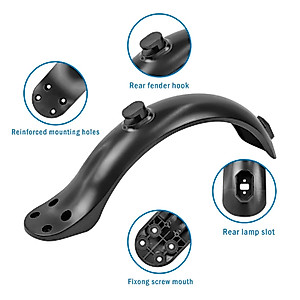 PRIMUZ Electric Scooter Rear Mudguard Bracket Tail Light Compatible with 4 Screws Fender Rubber Cap Set Compatible with 4 Holes E-Scooter Fenders Accessories (Color : White Set)