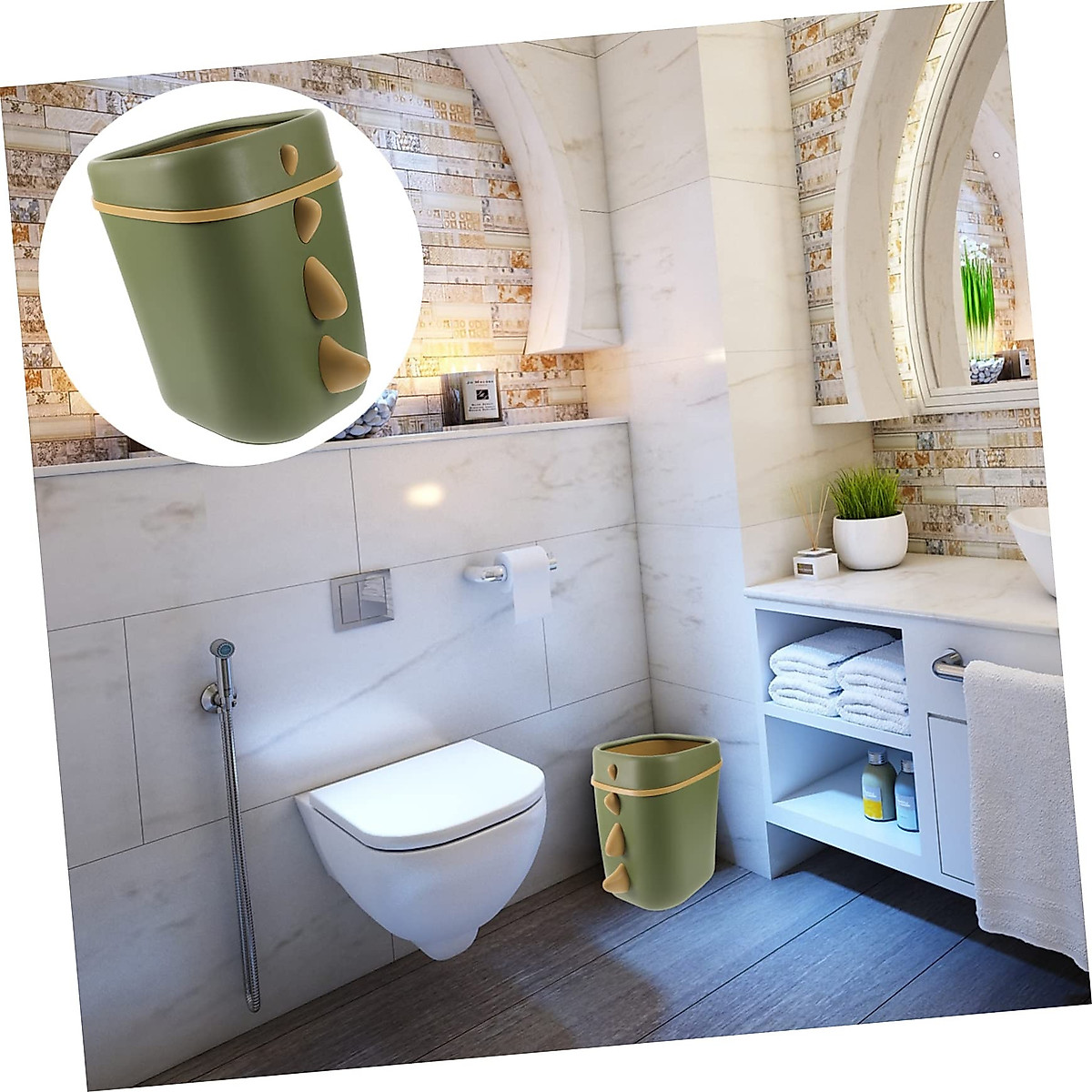 Amosfun Garbage Can Accesorios para Autos Girly Office Decor Lovely Trash Bin Mini Trash Can Kids Room Decor Office Desk Decorations Mini Toy Pen Holder Man Plastic Household