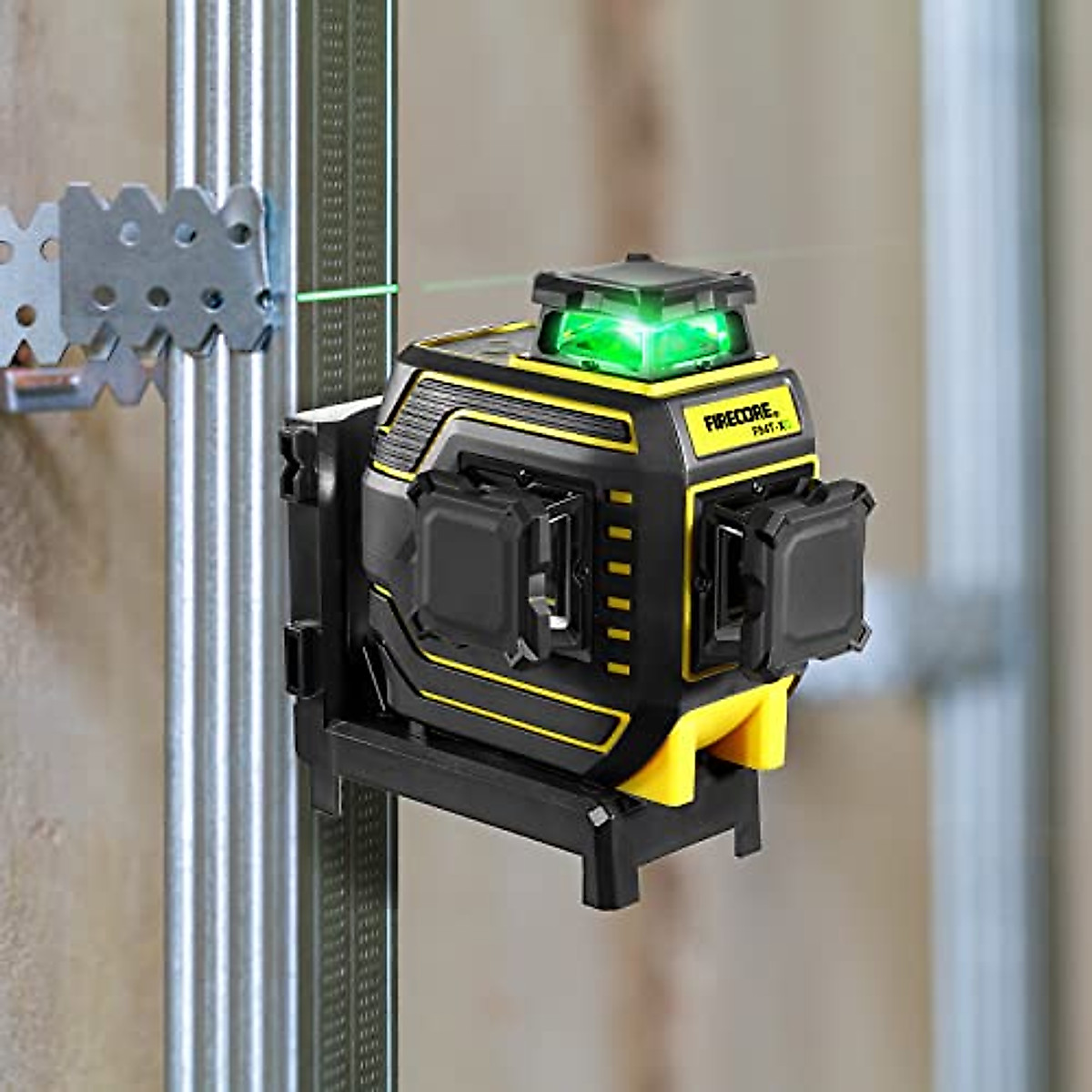 Laser Level with Tripod Set, Firecore 3X360 Green Laser Level Self Leveling and Alignment Line Laser Tool for Construction, Includes Rechargeable Li-Ion Battery, L-Bracket & Carry Pouch