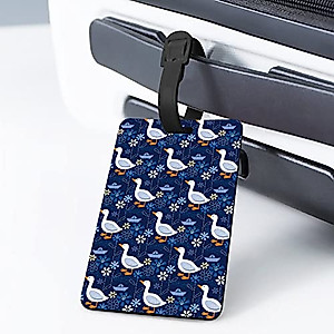 Geese Flowers and Paper Boats Luggage Bag Tag with Name ID Card for Suitcase Travel Printed Labels