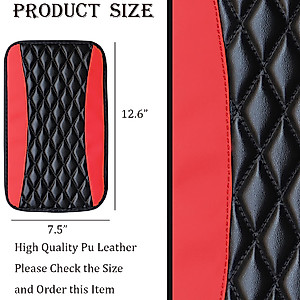Pincuttee Pu Leather Console Armrest Cover 1PC, Car Center Console Pad Cover,Universal Armrest Box Mat,Waterproof Armrest Cover Center Console Pad(12.6"x7.5", Red)
