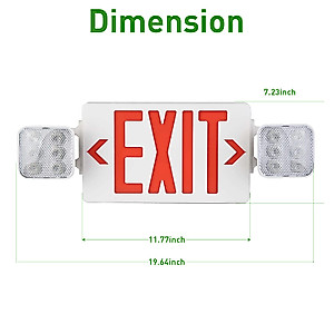 LED Combo Exit Sign Emergency Light, Double Sided with Two LED Flood Lights, Exit Signs for Business with Battery Backup, Fire Resistant UL 94V-0, Commercial Grade Brand: LED Flying Direct
