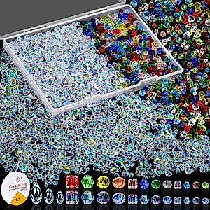 Qinzave 1401 Pieces Crystal Glass Beads for Jewelry Making Rondelle Shape Crystal Beads with Colorful Loose Beads, Assorted Crystal Faceted Beads for Bracelets, Necklace DIY Craft 4 mm 6 mm 8 mm
