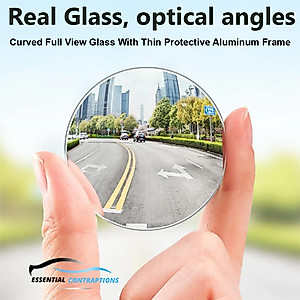 Blind Spot Car Mirror 2 Pack-2 Inch Round Rear View Convex Mirrors for Cars/SUVs/Motorcycles/Trucks/Trailers/Snowmobiles/Bicycles/RVs/Boats/Golf Carts with Rust Resistant Frame-HD Real Glass