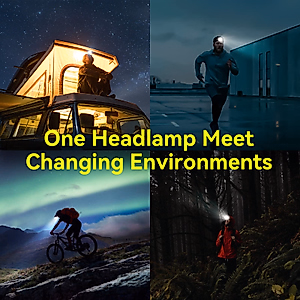 Rechargeable Headlamp for Adults with 300 Lumens USB Head Lamp with Lightweight Design(0.08 LB), IPX4 LED Sensor Headlamps for Running Camping Reading with Long Run Time (Black & White) - 2 Pack