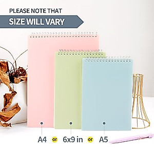 SUNEE Sizes & Paper Styles Will Vary - 4 Pack Top Bound Spiral Notebook - Waterproof PP Cover, 80 Double-Sided Sheets