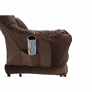 TURRIDU Lazy Chair with Ottoman,Modern Lounge Chair Accent Chair with Armrests and a Side Pocket,Leisure Sofa Chair Reading Chair for Living Room,Bedroom,Dorm,Office,Brown