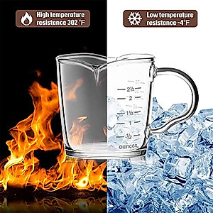 NCnnwovf Espresso Shot Glasses 70ML Triple Pitcher Barista Double Spouts With Pouring Handle (2)