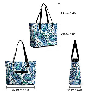 Womens Handbag Paisley Pattern Leather Tote Bag Top Handle Satchel Bags For Lady