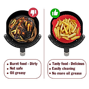 Dr.KYS Silicone Air Fryers Liners, Set Of 2, 8 Inch UPGRADED Eco-Friendly & Reusable Air Fryer Liners, Durable Heat Resistant, Easily Cleaning Silicone Air Fryer Basket