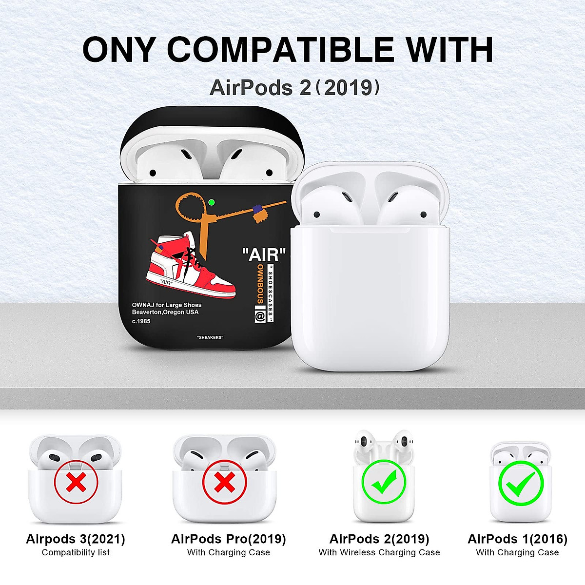 Gedicht for Airpods 2nd Generation Case Air Sports Shoes with Lanyard, Protective TPU Soft Airpod 1st Generation Case Cover Rugged for Apple Airpod 1&2 Case with Keychain for Women Men，Black Red