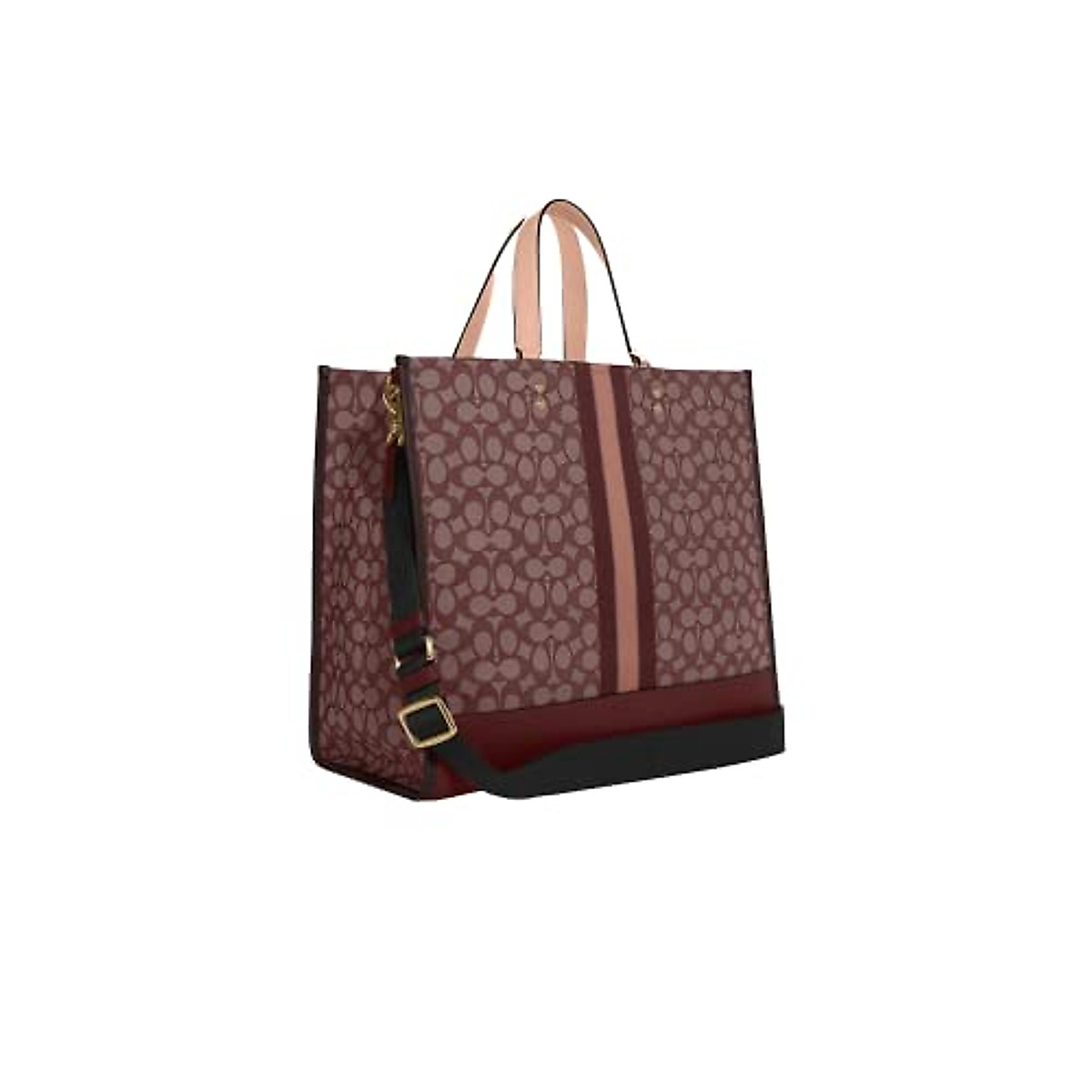 Coach Dempsey Tote 40 In Signature Jacquard With Stripe And Coach Patch (IM/Wine Multi)