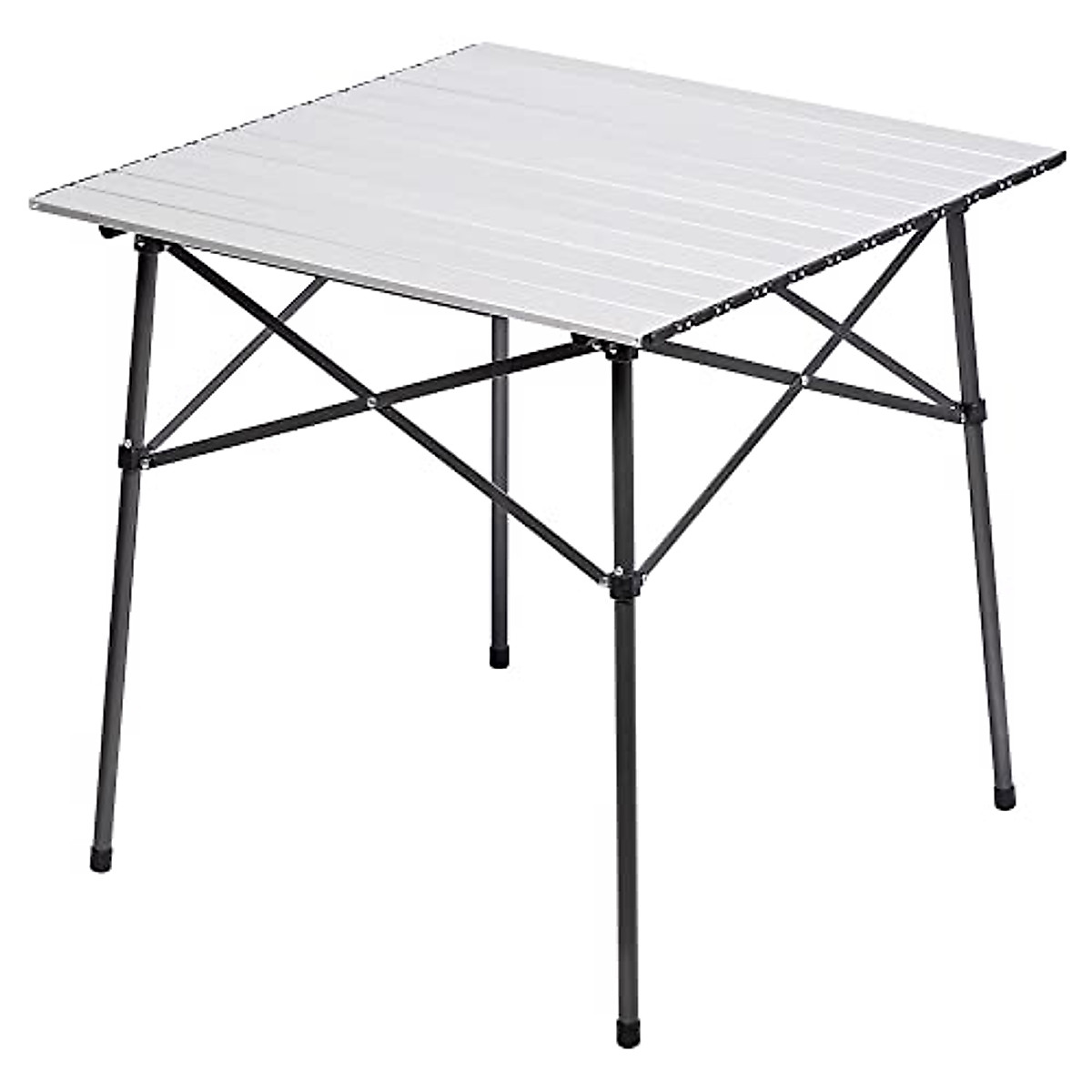 PORTAL Lightweight Aluminum Folding Square Table Roll Up Top 4 People Compact Table with Carry Bag For Camping, Picnic, Backyards, BBQ (White)