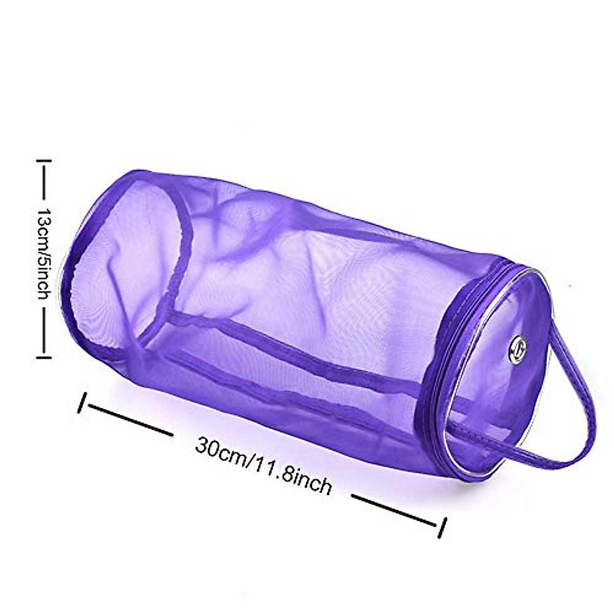 NX Garden Portable Yarn Mesh Bag Hollow Yarn Crochet Knit Bag Zipper Closure DIY Craft Organizer for Thread Storage, Purple