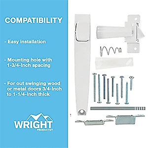 Wright Products - Tie Down Push Button Door Latch for Screen and Storm Doors, White