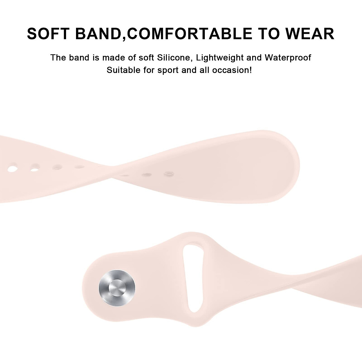 Meliya Bands Compatible with Samsung Galaxy Watch 4 - 40mm, 44mm, 42mm, 46mm Silicone Sport Replacement Straps for Women & Men (Pink Sand)