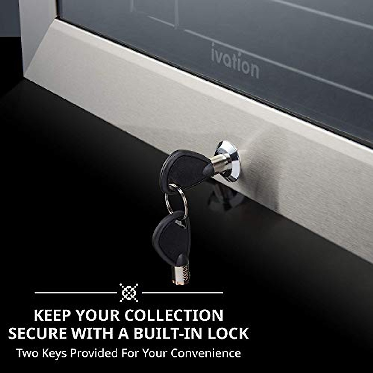 Ivation 24 Bottle Compressor Wine Cooler Refrigerator w/Lock | Large Freestanding Wine Cellar For Red, White, Champagne or Sparkling Wine | 41f-64f Digital Temperature Control Fridge Stainless Steel