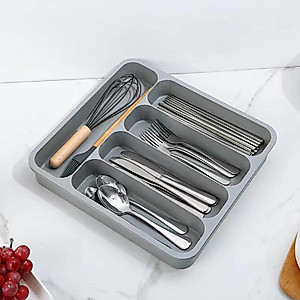 MODGAL Silverware Organizer,Silverware Drawer Organizer Flatware Organization Holder - 6 Slots Flatware Organizer Expandable, Silverware Tray for Efficient Spoon, Fork, Chopsticks Storage