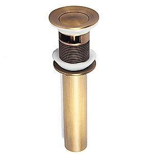 Wellsum Bathroom Toilet Antique Solid Brass Pop up Drain Sink Drain Faucet Stopper Small Pop with Overflow
