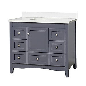 Abbey 42-inch Bathroom Vanity (Quartz/Marine Gray): Includes Marine Gray Cabinet with Stunning Quartz Countertop and White Ceramic Sink