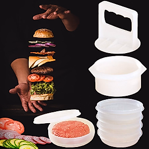 Hamburger Press Patty Maker Freezer Containers - All In One Convenient Package - 10 Pieces Set Hamburger Patty Mold - Essential Tool to Make hamburger Patties – Ideal BBQ Gift For Family And Friend