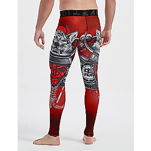 LAFROI Men's 2-Pack Quick Dry Cool Compression Fit Tights Leggings Waistband-YSK08 Warrior Size MD