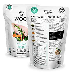 The New Zealand Natural Pet Food Co. WOOF Freeze Dried Dog Food - Chicken Recipe, High Protein Dog Treats & Snacks, Dog Food Toppers & Meals, 9.9 oz