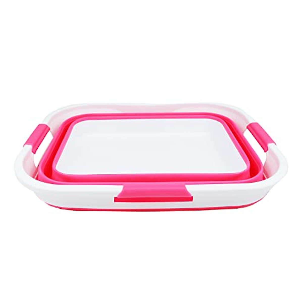 SAMMART 30L(8 gallon) Collapsible Plastic Laundry Basket - Foldable Pop Up Storage Container/Organizer - Space Saving Hamper/Basket - Water Capacity 24L(6.3 gallon) (White/Rose Pink)