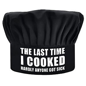 Funny Cotton Chef Hat The Last Time I Cooked, Black Adjustable Kitchen Cooking Hat for Men, Women, Mom, Dad, Friend, Chef Cooking, Baking Cap
