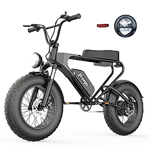 Freego Electric Bike for Adults, 1200W/48V/20Ah, 20"x 4" Fat Tires Off Road Electric Bicycle with Removable Battery, 31MPH & 40 Miles Long Range Ebike UL Certified,DK200 Pro with Two Seats